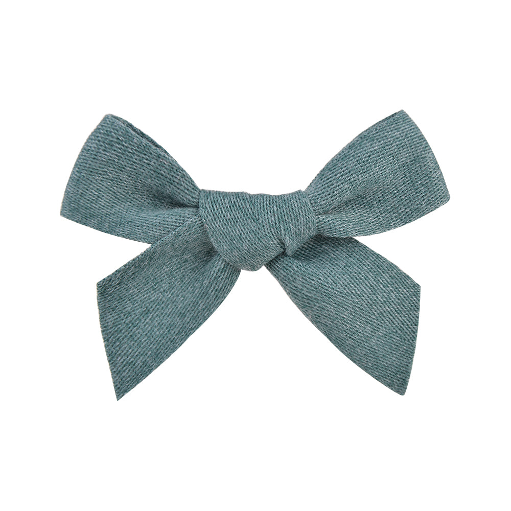 Teal Cotton Bow Clip – Fawn and Finch