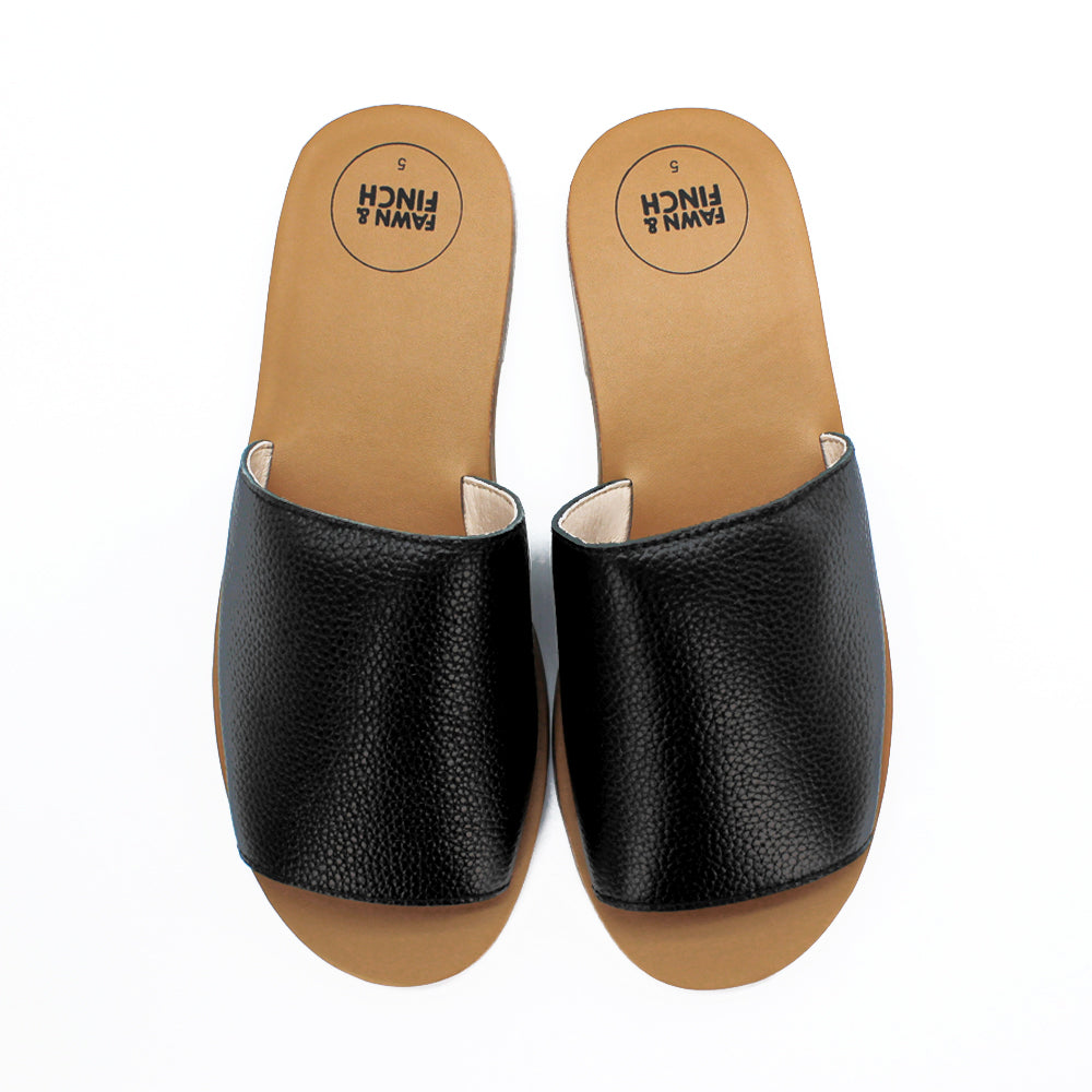 Leather 'Mummy' Slides in Black – Fawn and Finch