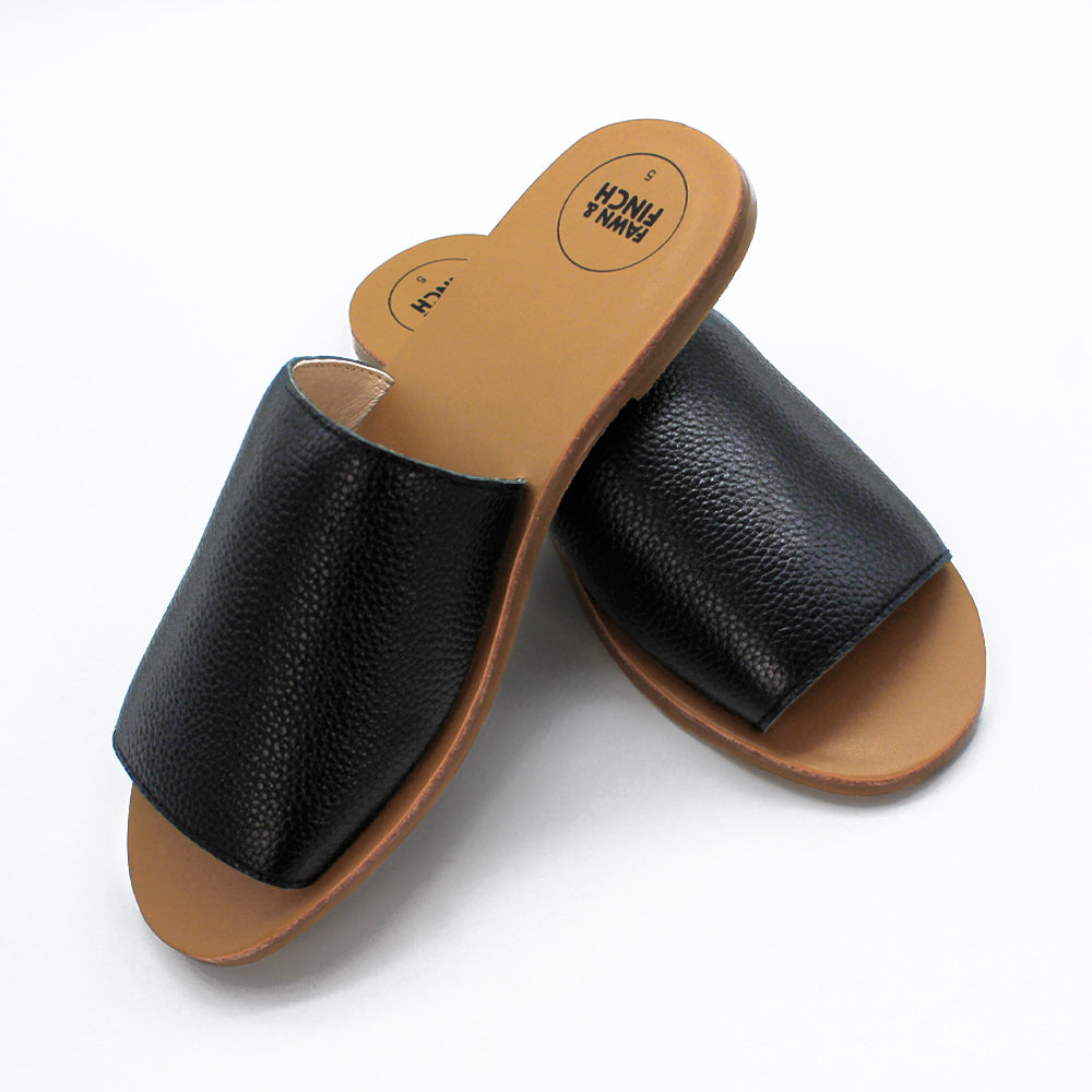 Leather 'Mummy' Slides in Black – Fawn and Finch
