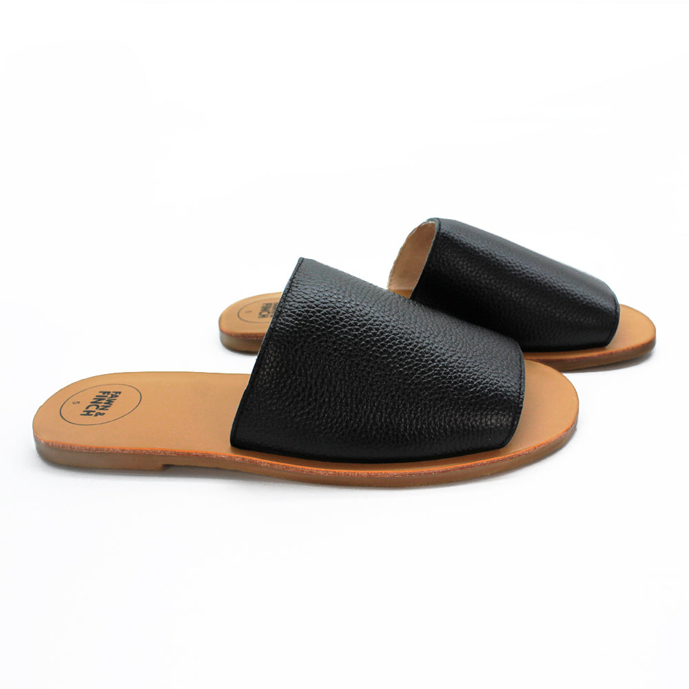 Leather 'Mummy' Slides in Black – Fawn and Finch