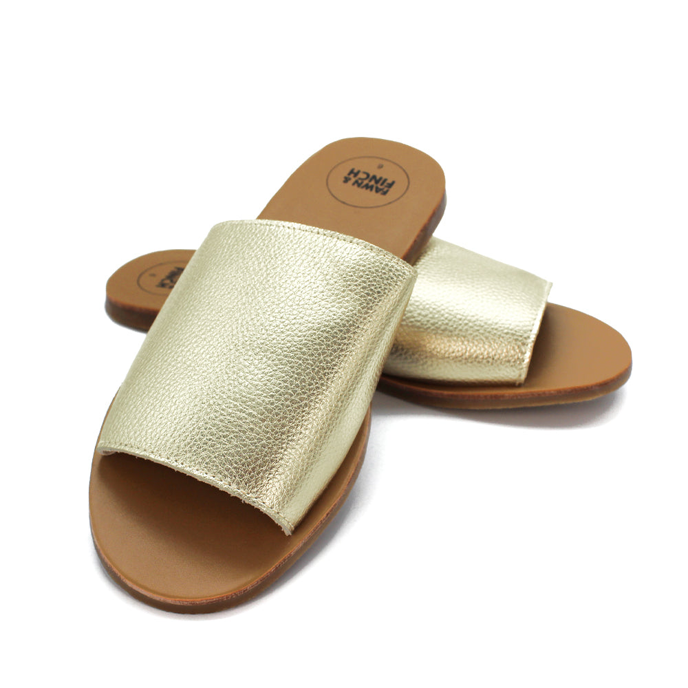 Leather 'Mummy' Slides in Gold – Fawn and Finch