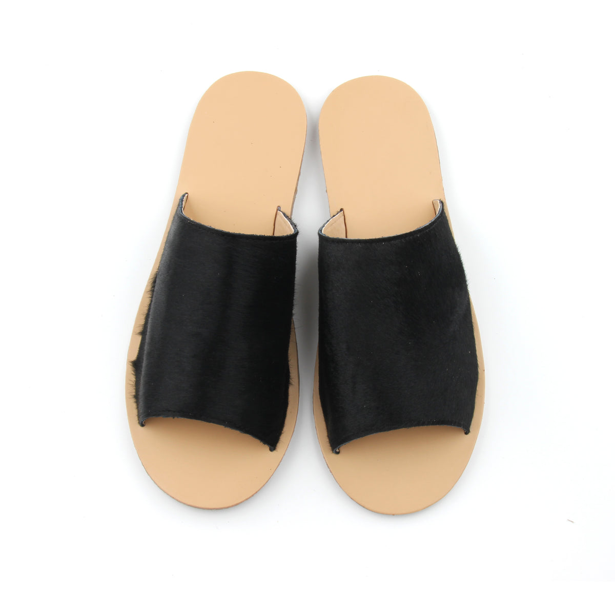 Leather 'Mummy' Slides in Black Mo-Hair – Fawn and Finch